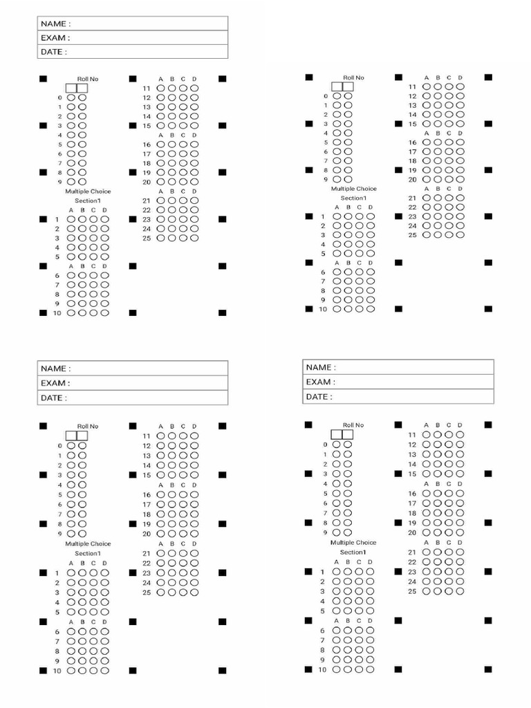 Answer Sheet 25 Items | PDF