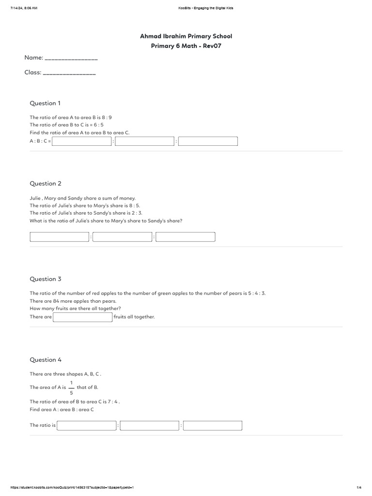 P 6 Ratio Rev 2 | PDF | Ratio | Elementary Mathematics