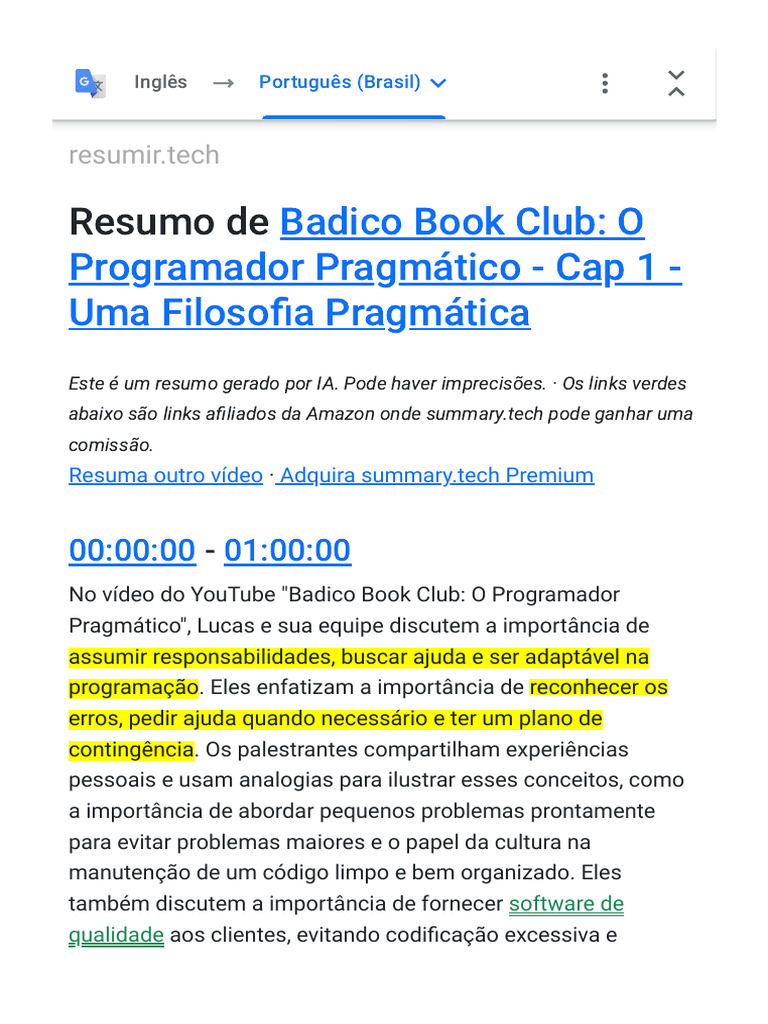 Summary - Tech Resumo para - Badico Book Club - O Programador Pragmático - Cap 1 - Uma Filosofia ...
