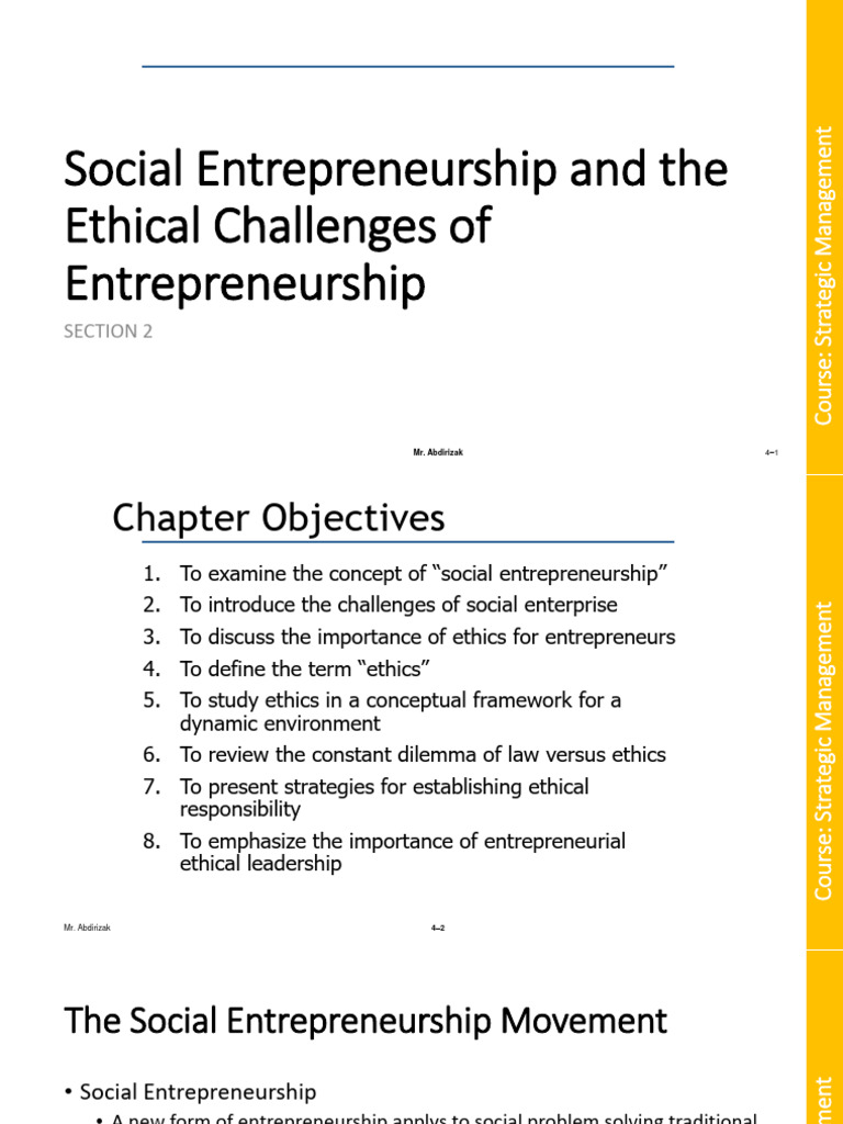 Ethical Challenges in Social Entrepreneurship | PDF | Entrepreneurship ...