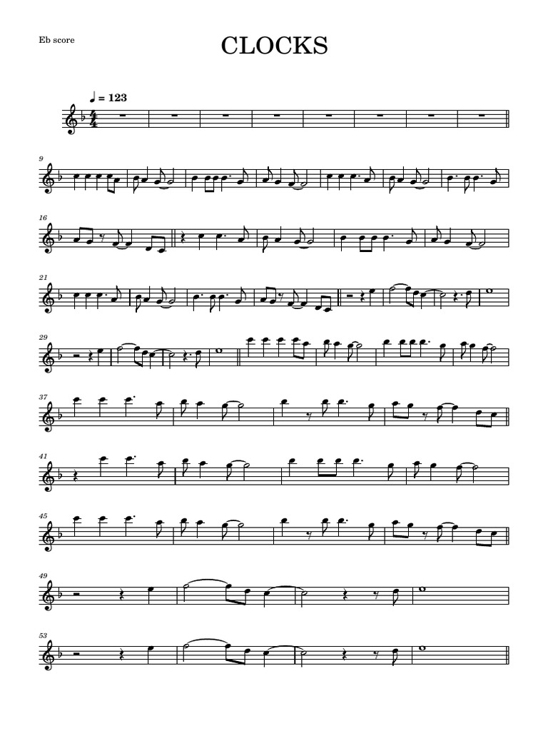 Clocks Eb Score | PDF