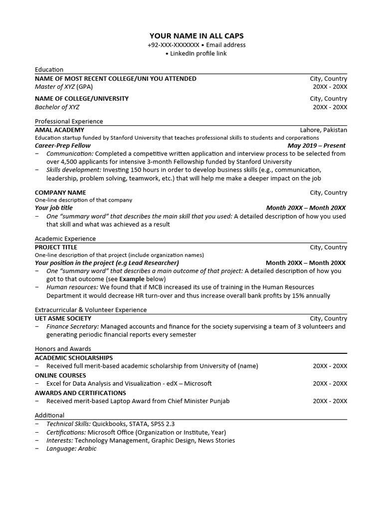 Comprehensive Resume Template | PDF