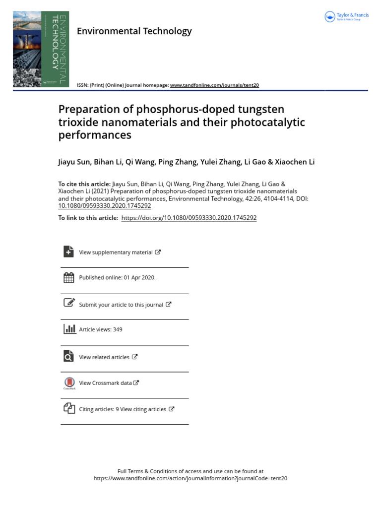 Preparation of Phosphorus-Doped Tungsten Trioxide Nanomaterials and ...