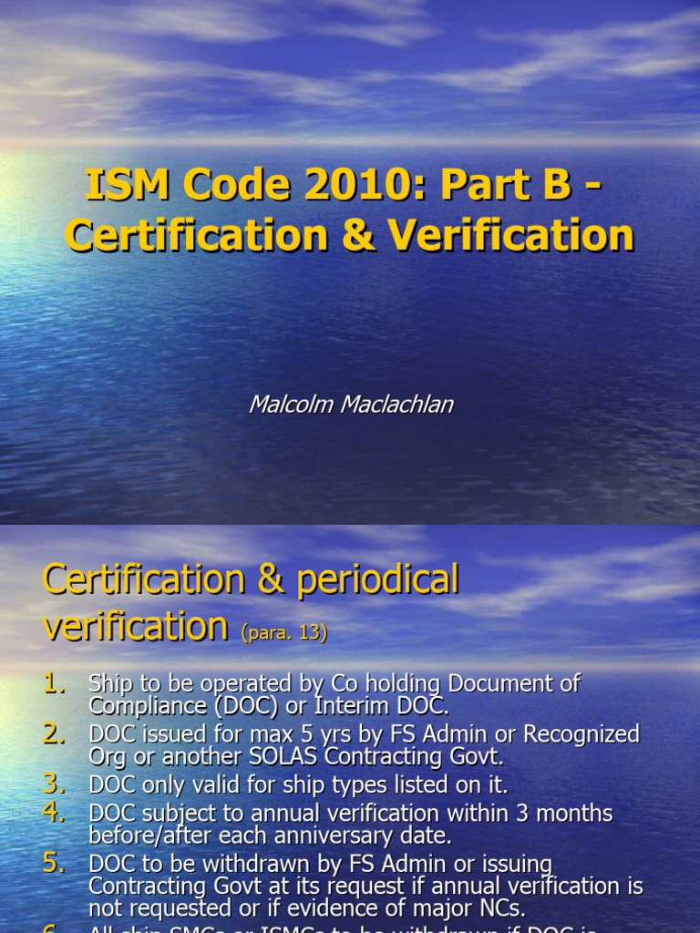 ISM Code 2010: Certification Guide | PDF | Audit