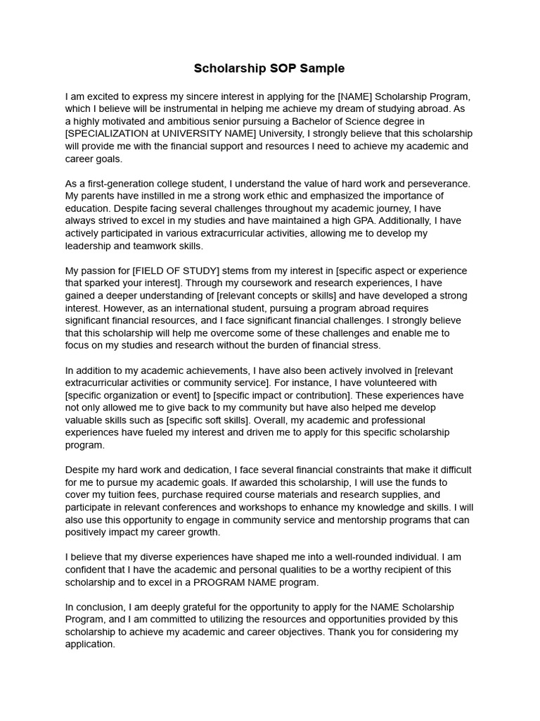 Scholarship Sop Sample 98dc43e6ae | PDF | Social Psychology | Cognition