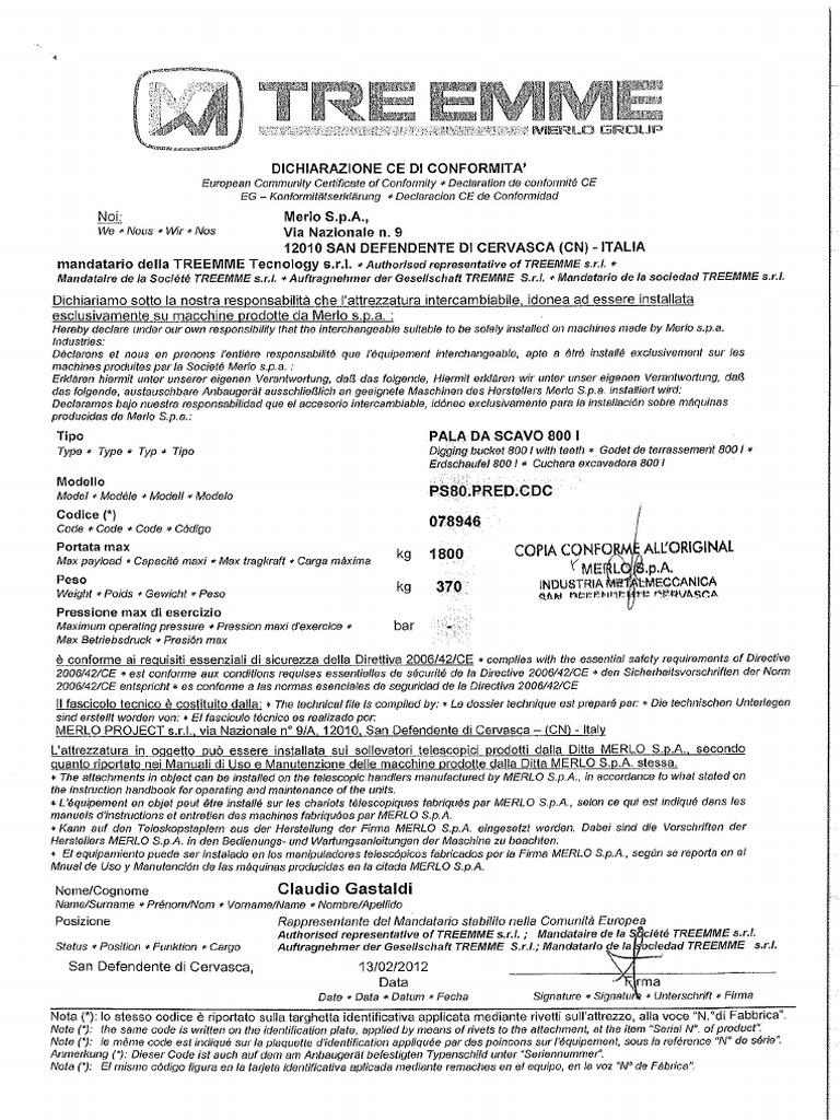 Merlo 28.8 L Plus m.c2177684 - 0592 Ce Pala | PDF