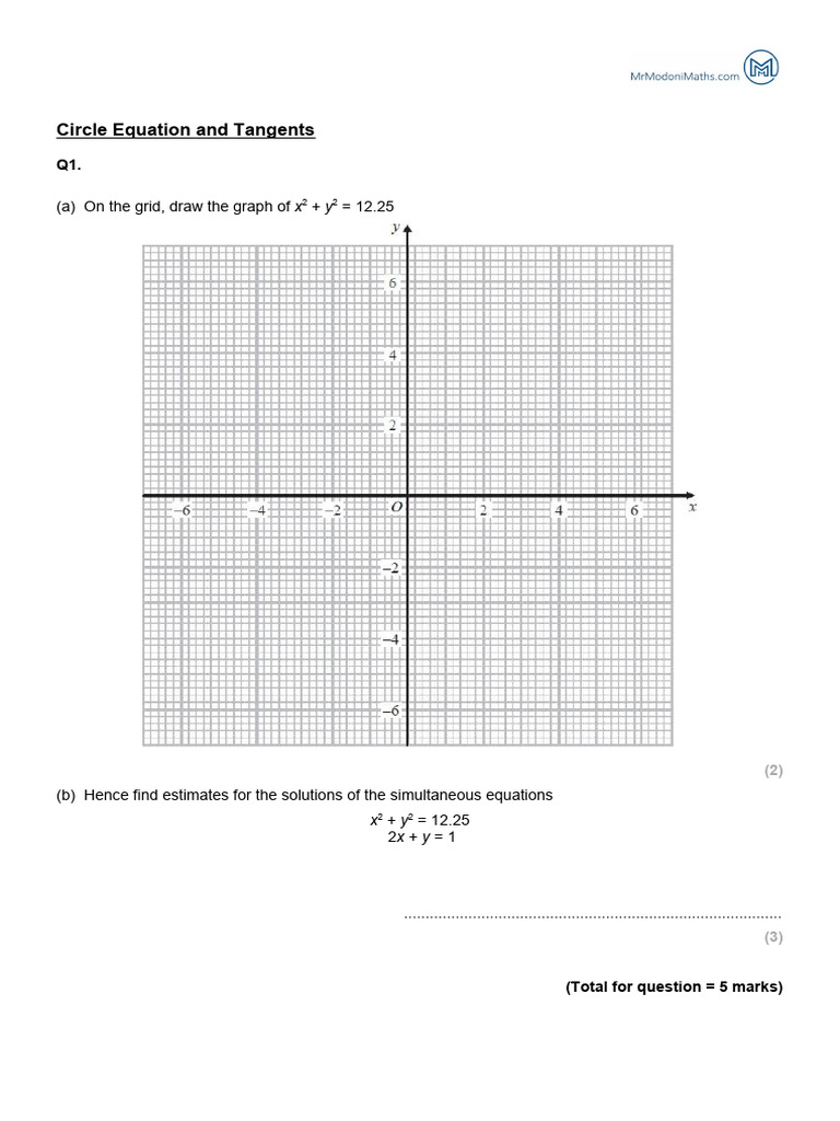 Circle Equation and Tangents | PDF | Circle | Tangent