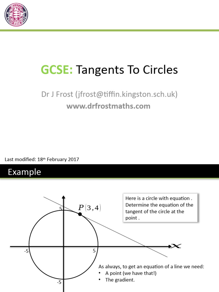 GCSE TangentsToCircles | PDF | Circle | Tangent