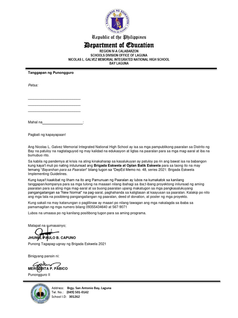 Brigada Solicitation Letter | PDF | Natural Resources Law | Property Law