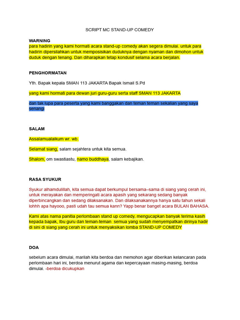 Script MC Stand-Up Comedy-1 | PDF