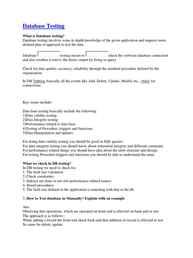 Database Testing | PDF | Databases | Sql