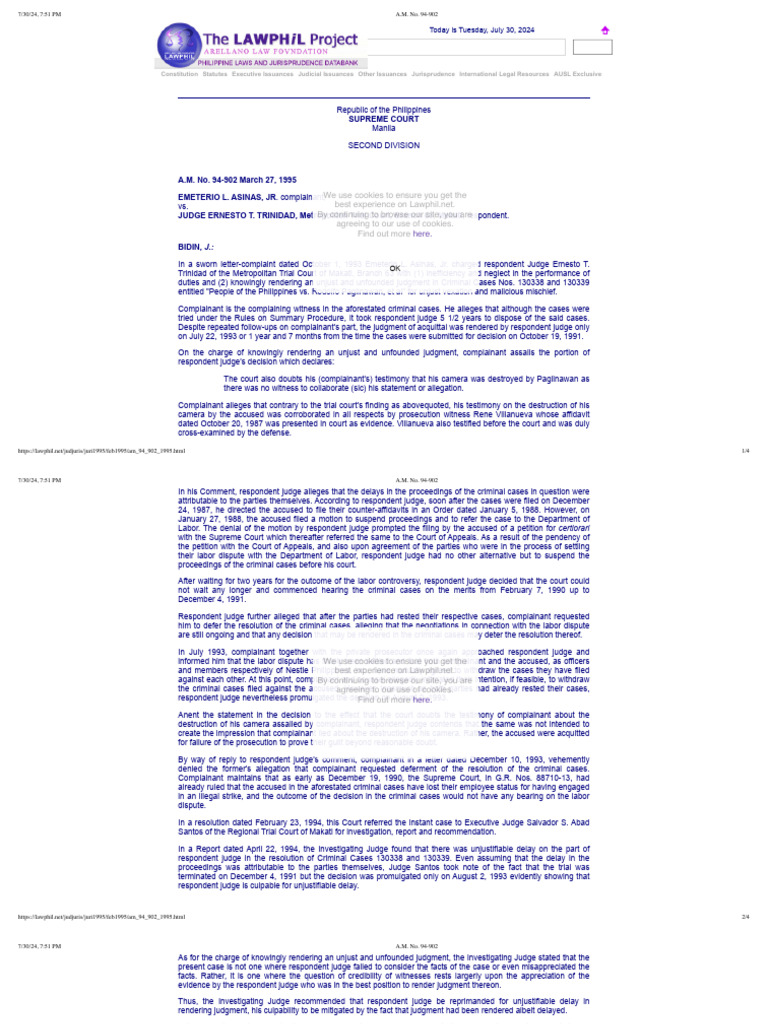 A.M. No. 94-902 | PDF | Judgment (Law) | Summary Judgment