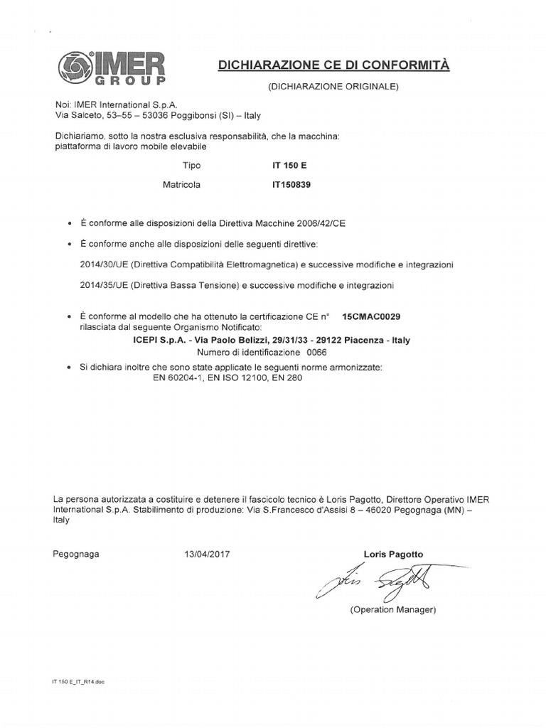 Ce It150 Ogg. 1492 | PDF