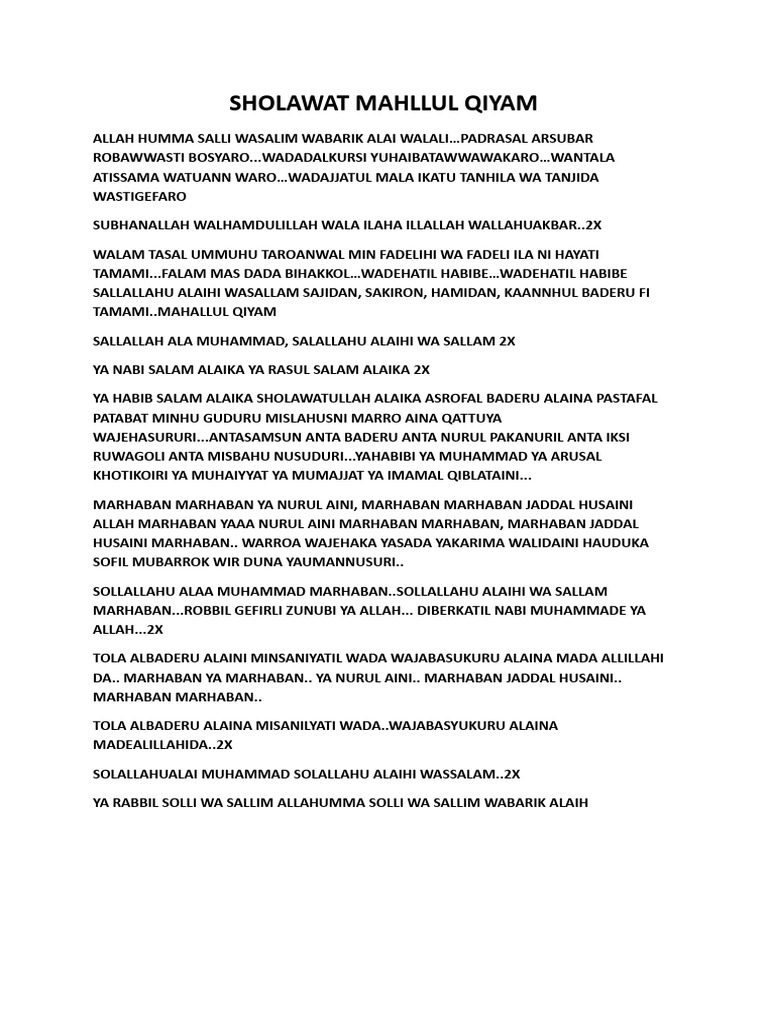 Sholawat Mahllul Qiyam | PDF | Social Science | Philosophy