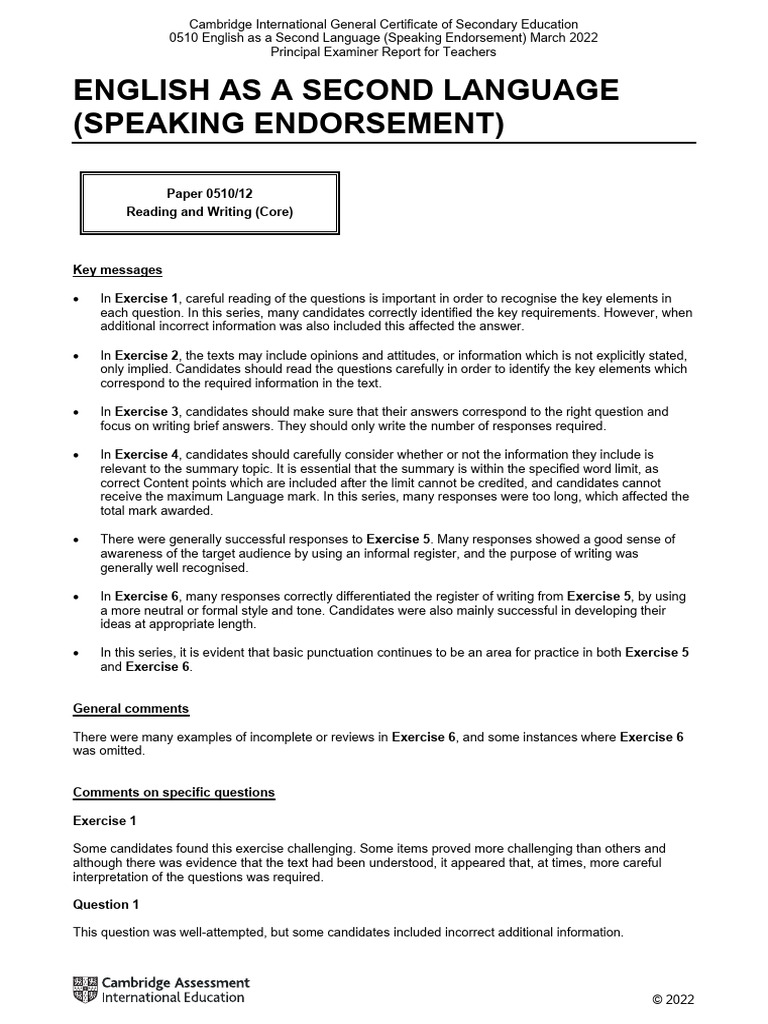 English As A Second Language (Speaking Endorsement) | PDF | English As A Second Or Foreign ...