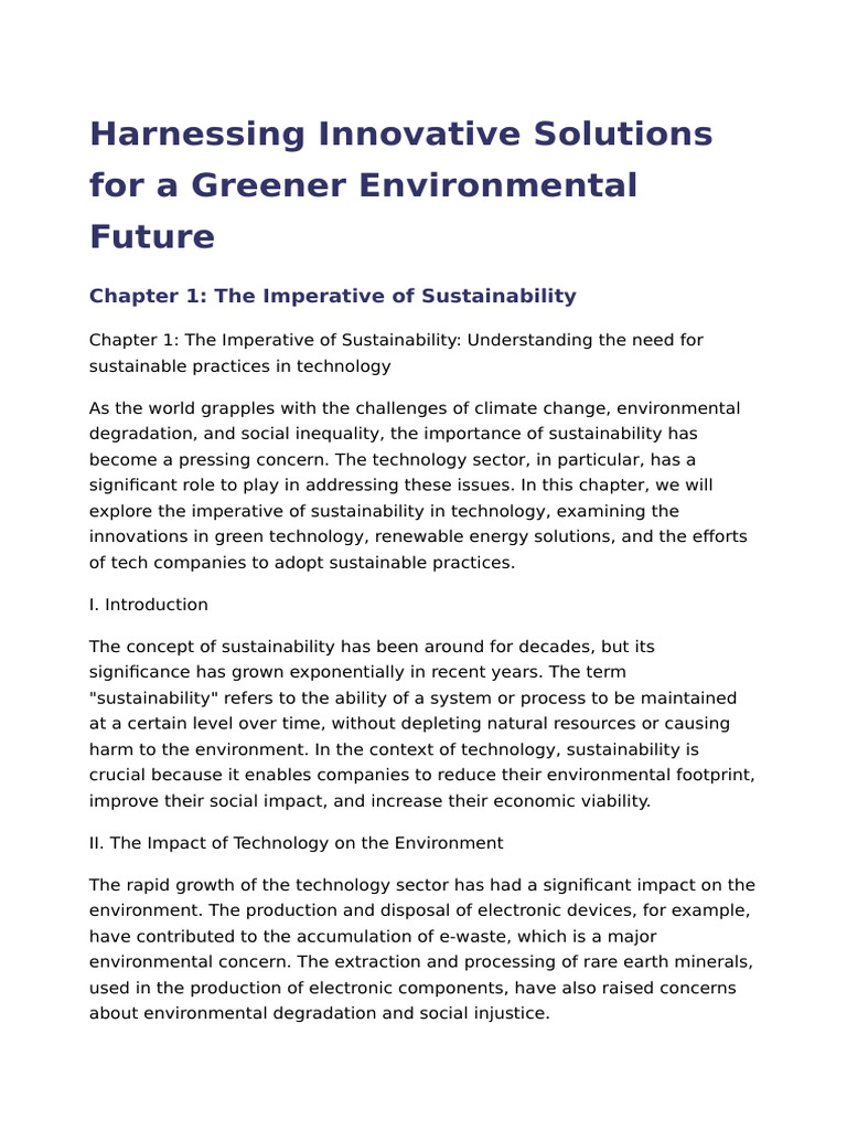Harnessing Innovative Solutions For A Greener Environmental Future ...