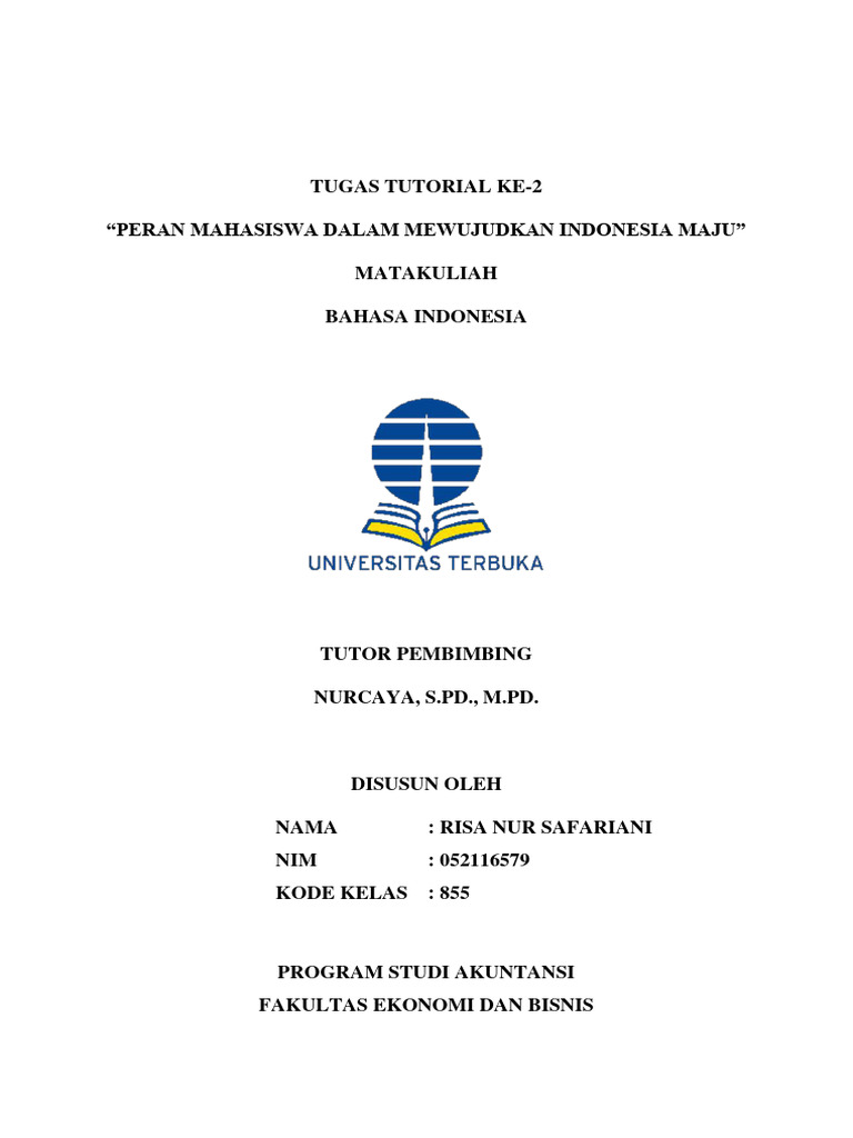 TUGAS TUTORIAL KE2.BHS INDONESIA. Risa N S | PDF