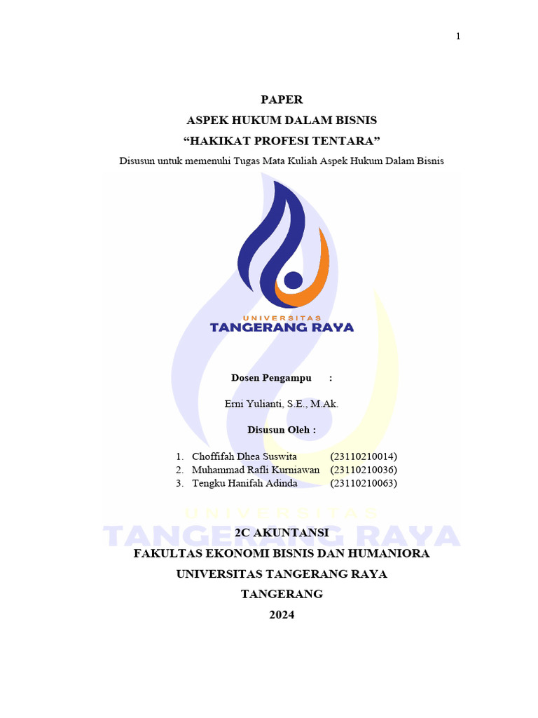 Hakikat Profesi Tentara - 2C Akuntansi - Kelompok 3 (Kelas Minggu) | PDF