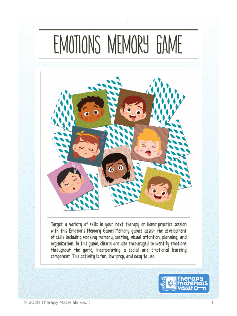 Emotions Memory Game | PDF | Psychotherapy | Emotions