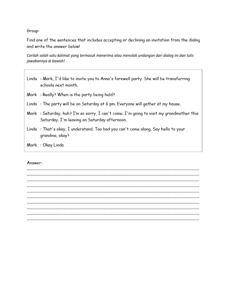 Soal Accepting Declining Invitation | PDF