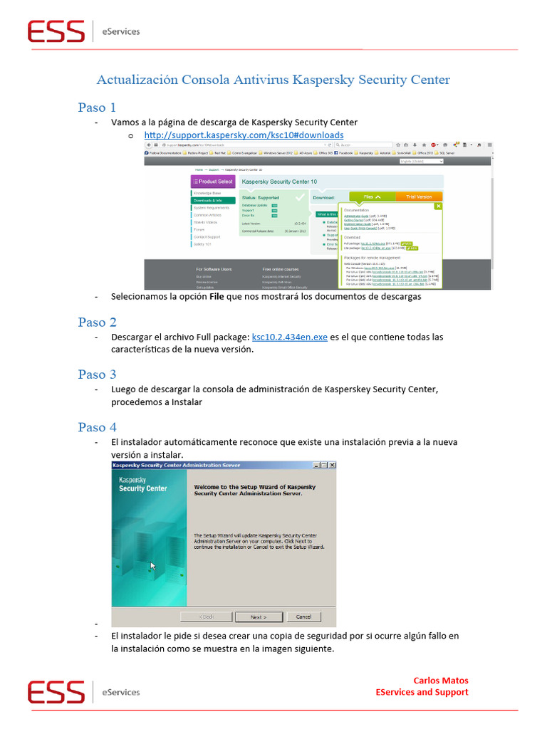 Actualización Consola Antivirus Kaspersky Security Center | PDF