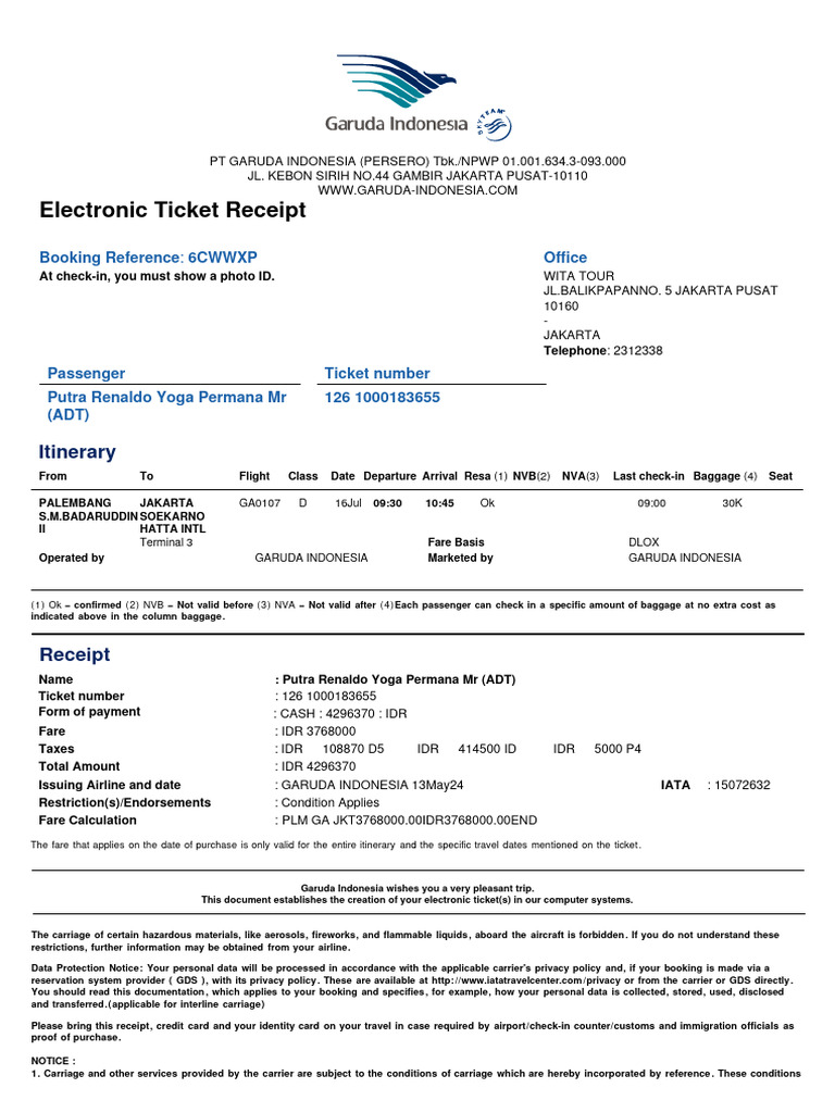 Putra Renaldo Yoga Permana MR 16jul PLM CGK | PDF | Dangerous Goods