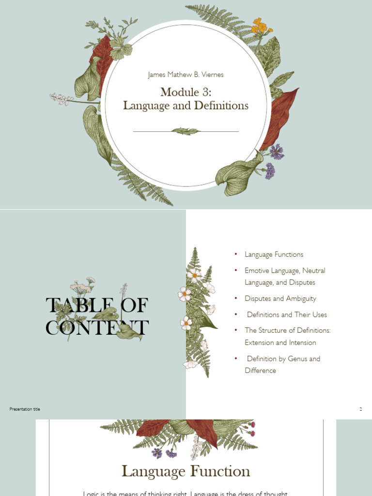 Introduction To Logic Module 3 Language and Definitions | PDF | Definition | Thought