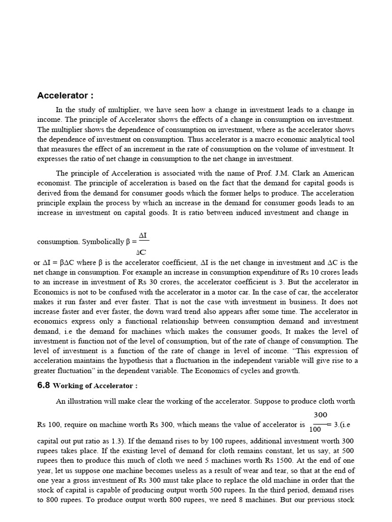 Accelerator | PDF | Fiscal Multiplier | Consumption (Economics)