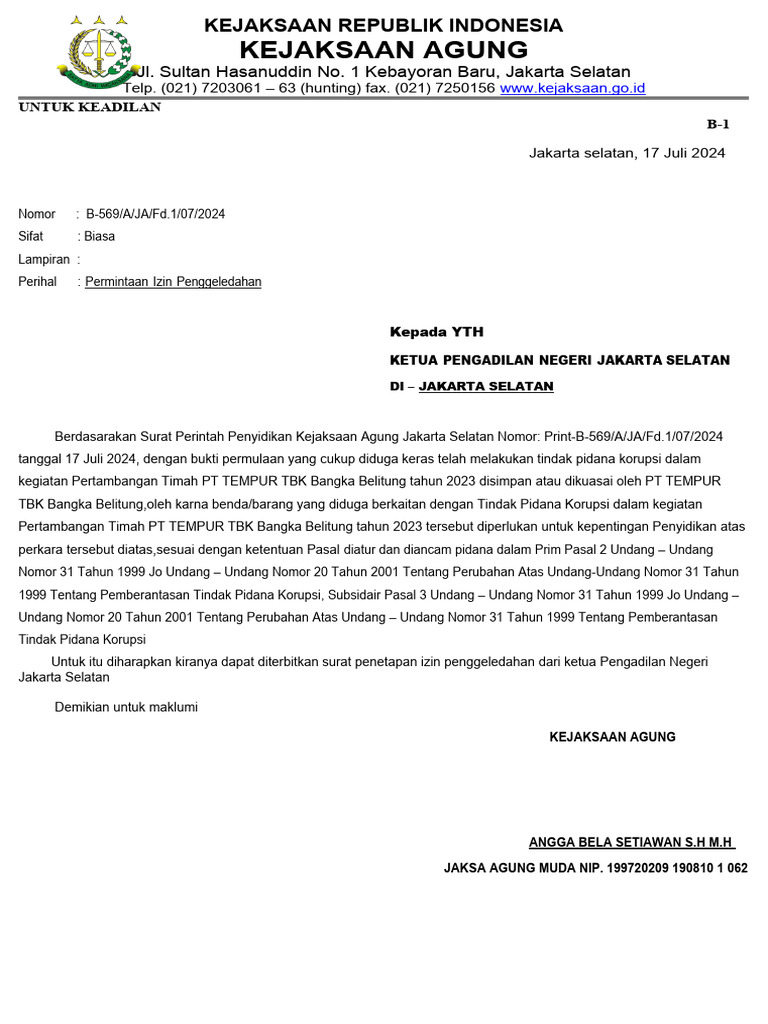 Surat Perm Izin Penggeledahan | PDF