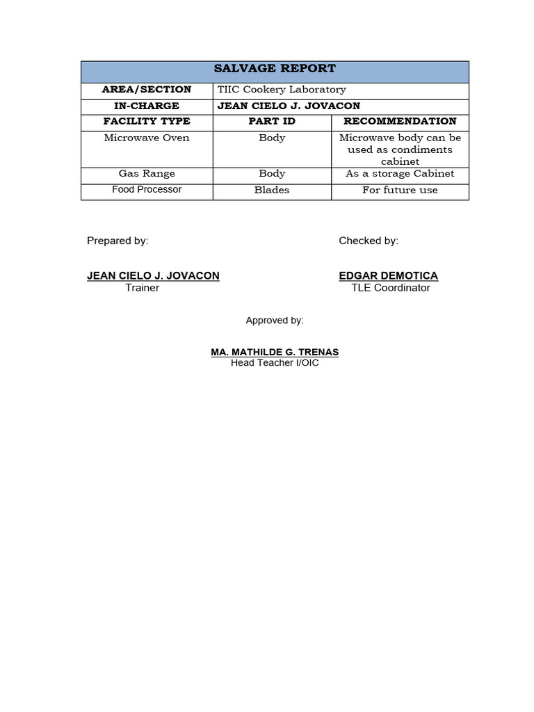 Jovacon MTF 9 Salvage Report | PDF
