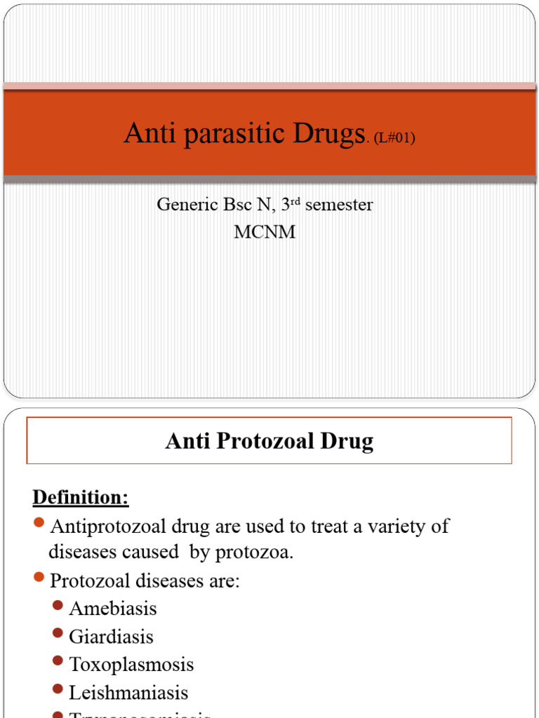 ANTIPROTOZOAL DRUG Lec01 | PDF | Medical Specialties | Clinical Medicine