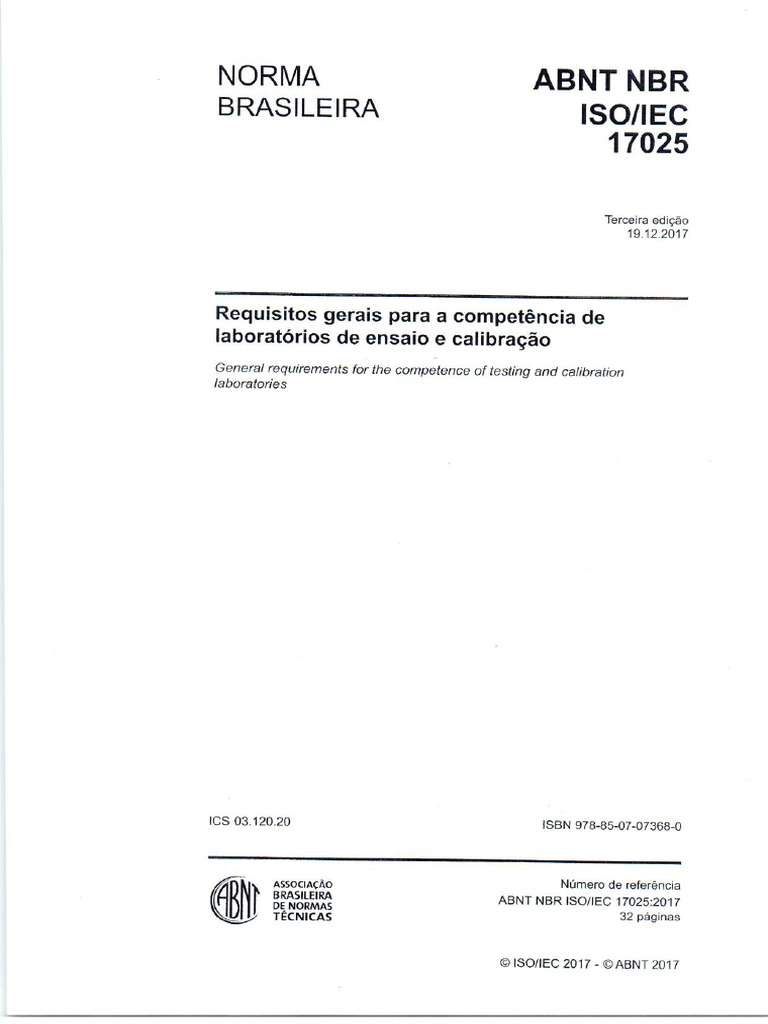 Abnt Iso - Iec 17025 - 2017 | PDF