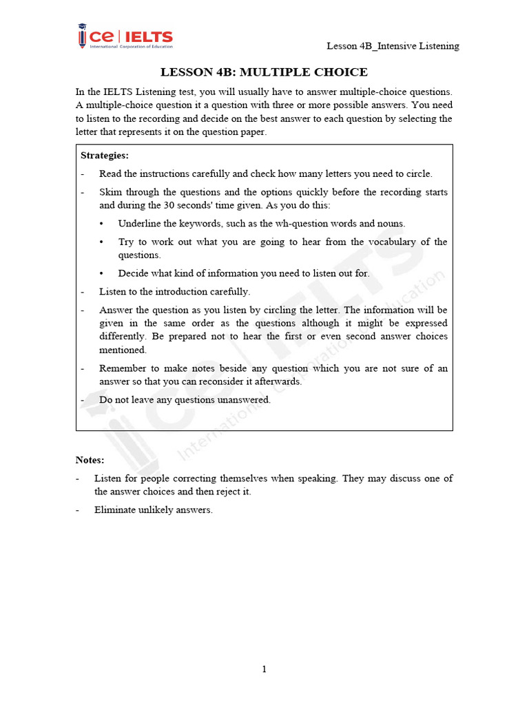 Lesson 4B - Multiple Choice | PDF | Rice | Multiple Choice