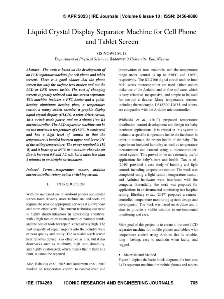 Liquid Crystal Display Separator Machine For Cell Phone and Tablet Screen | PDF | Relay ...