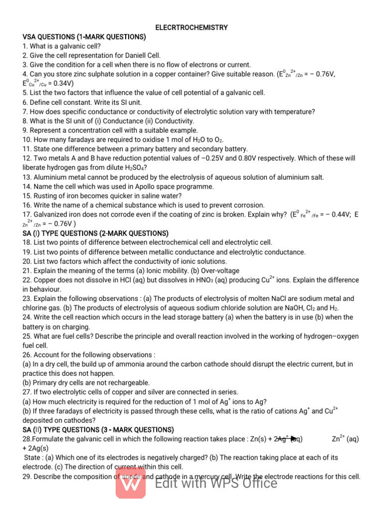 Electrochemistry Assignment Pdf Electrochemistry Corrosion 1207