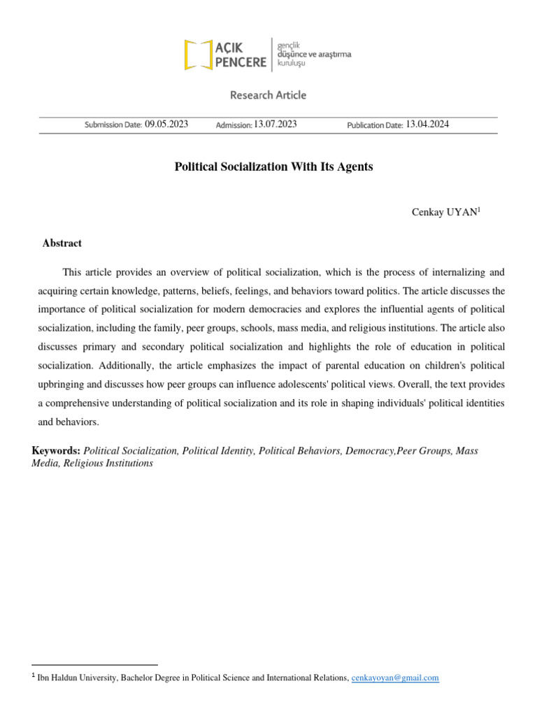 Understanding Political Socialization Agents | PDF | Socialization ...