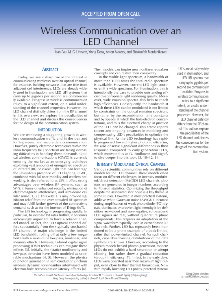 Wireless Communication via LED Channels | PDF | Orthogonal Frequency ...