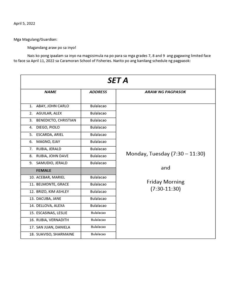 Letter For f2f | PDF