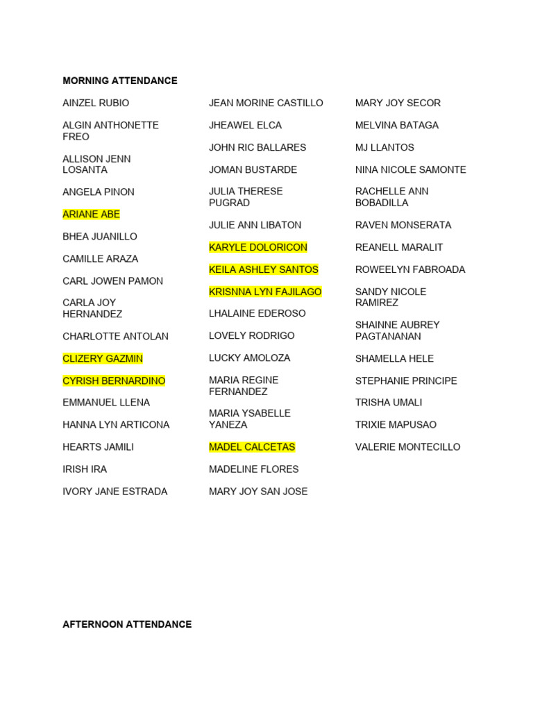 Attendance | PDF