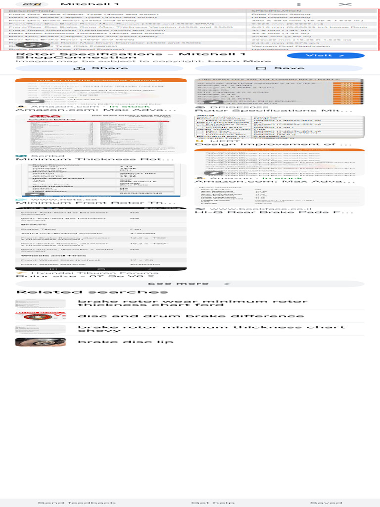 Brake Disc Thickness Chart - Google Search | PDF