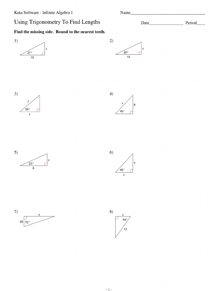 Trigonometry Worksheet | PDF