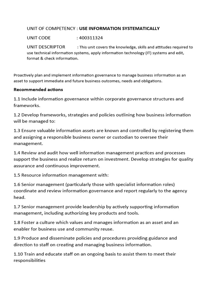 Use Information Systematically | PDF | Information | Information Technology