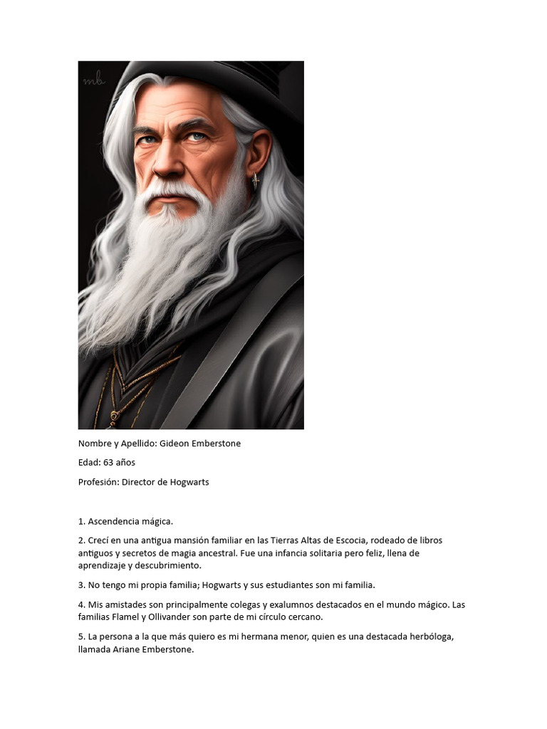 Gideon Emberstone Director de Hogwarts | PDF