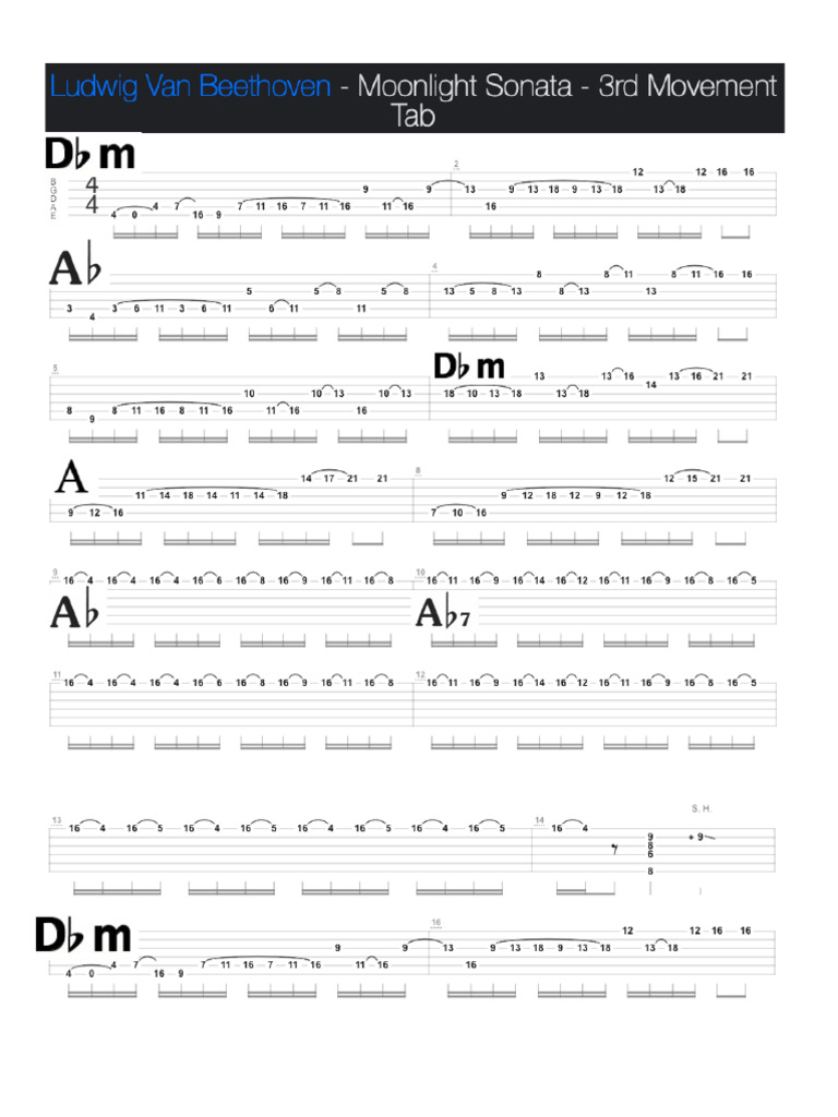 MOONLIGHT 3rd Movement TAB With Chords | PDF