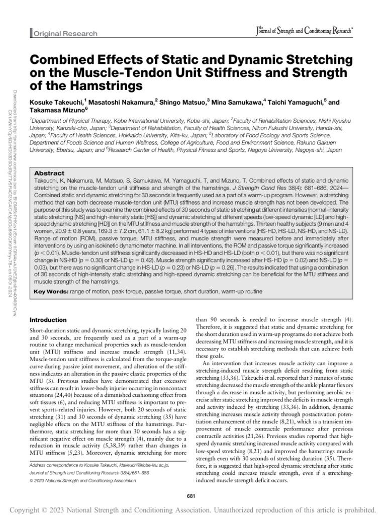 Combined Effects of Static and Dynamic Stretching.7 | PDF | Anatomical ...