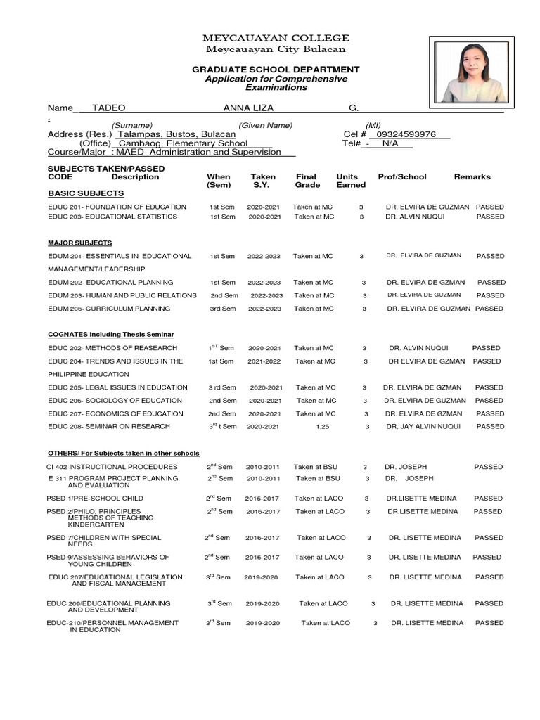 Compre Application - Tadeo Anna Liza Garcia | PDF | Social Science | Wellness