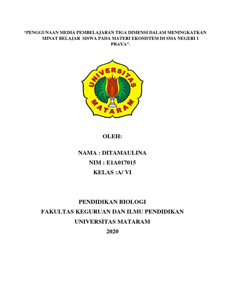 DITA MAULINA-E1A017015-tugas Proposal Metodologi Penelitian-Kelas A-Semester 6 | PDF
