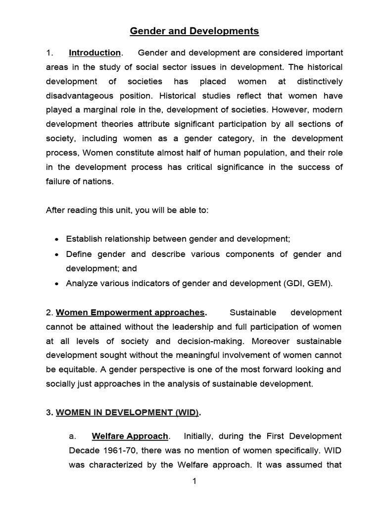 Gender and Development | PDF | Gender And Development | Gender Studies