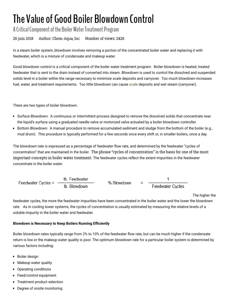The Value of Good Boiler Blowdown Control | PDF | Boiler | Hydraulic ...