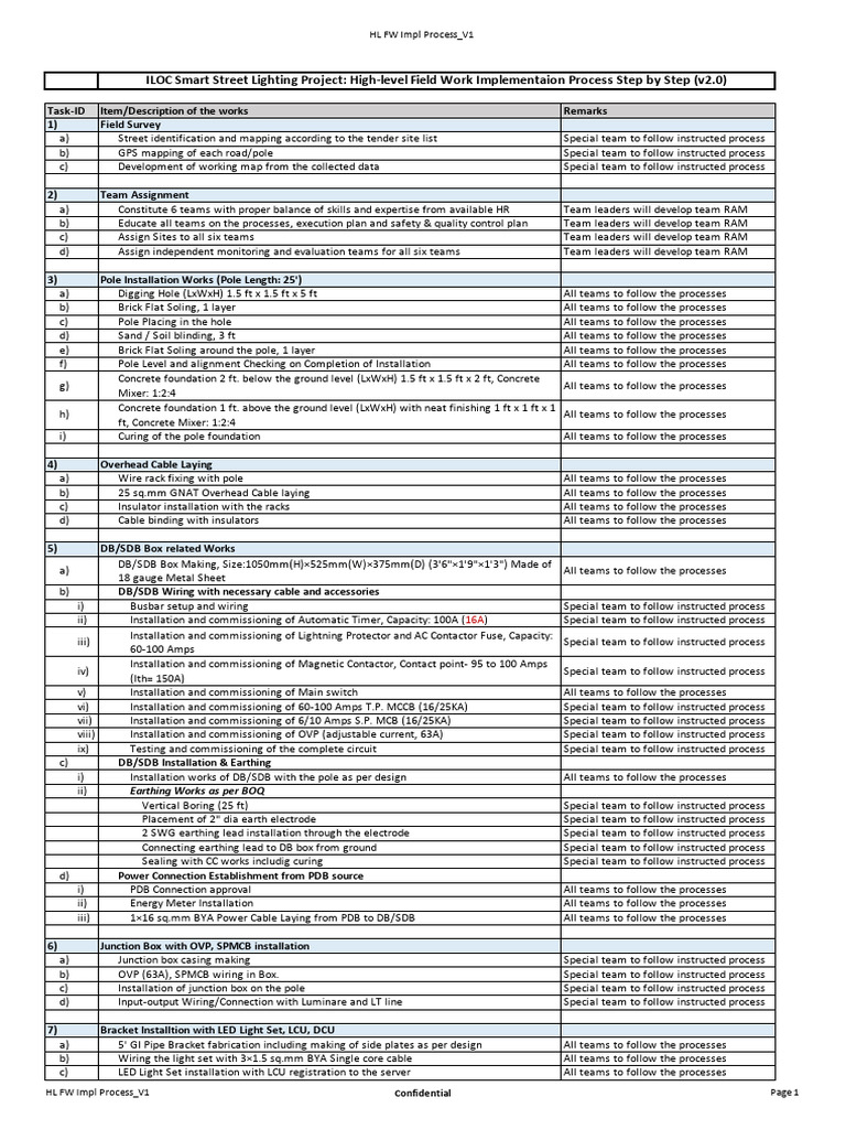 ILOC LED Project - TML - Fieldwork Impl. Process - v2 | PDF | Electric Power | Electrical ...